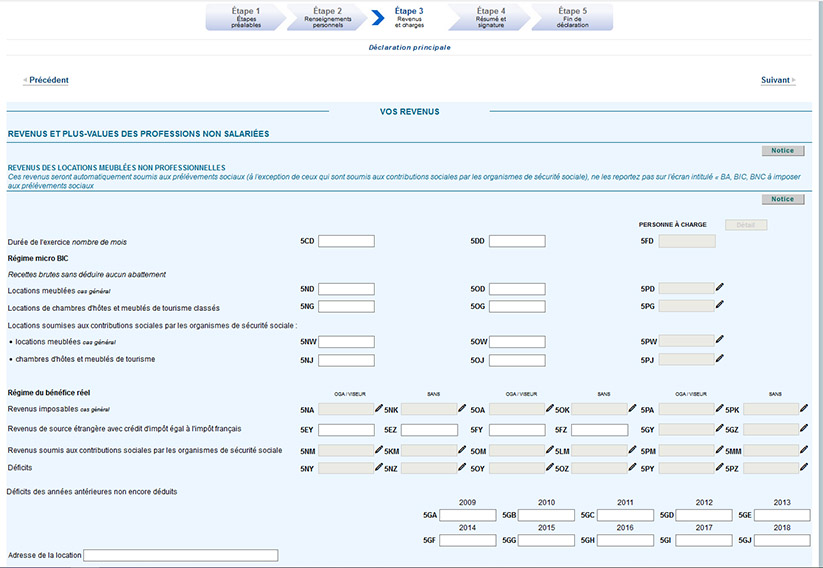 Comment remplir la déclaration 2044 des revenus fonciers 2019 en ligne