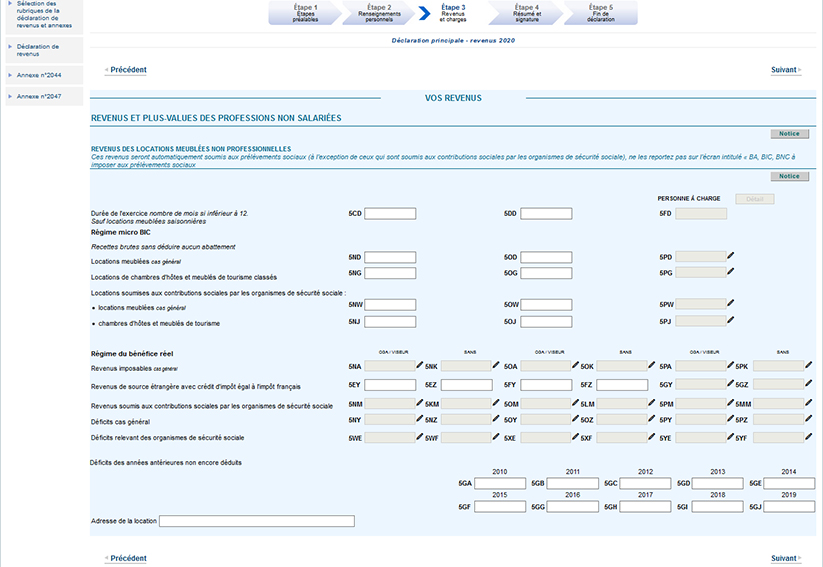 Comment remplir la déclaration 2044 des revenus fonciers 2021 en ligne