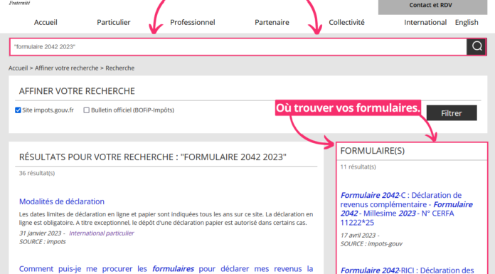 Trouver son formulaire de déclaration de revenus sur impots.gouv.fr